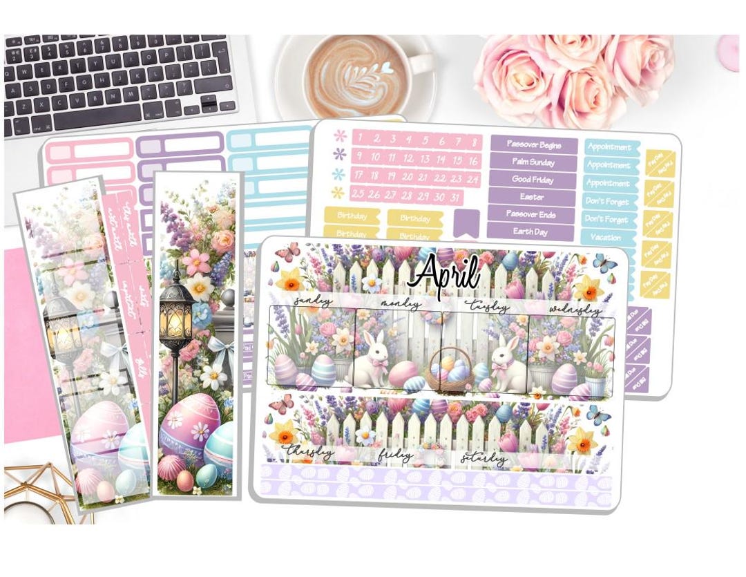 NEW! Monthly April Sticker Kit - Easter Garden - Monthly Kit - Planner ...