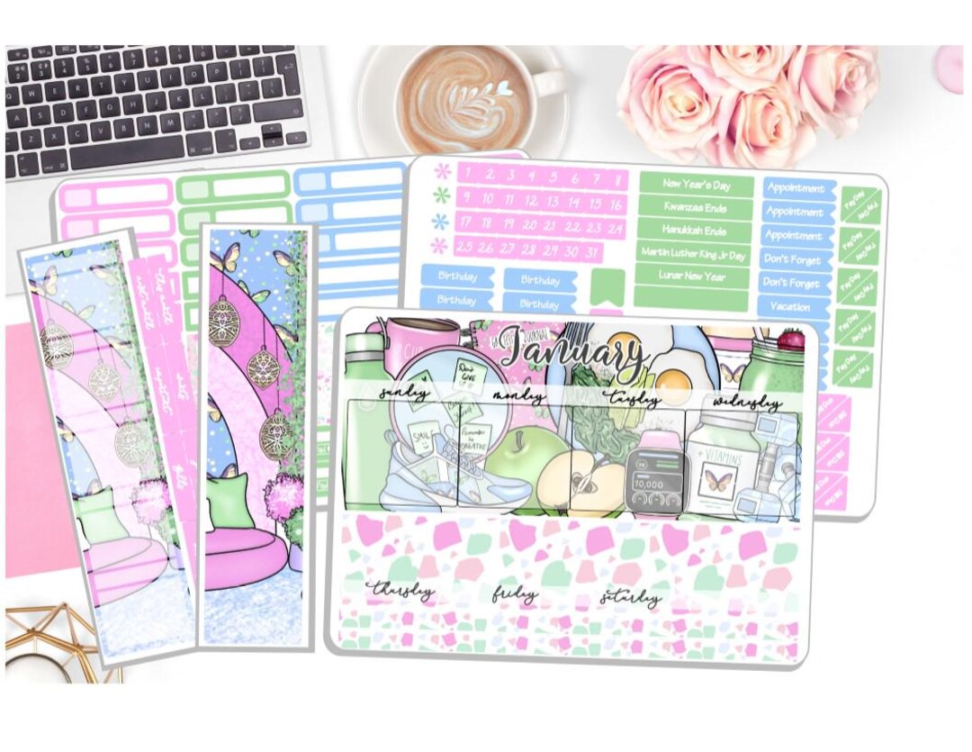 NEW! Monthly January Sticker Kit - Healthy Habits - January Monthly Kit ...