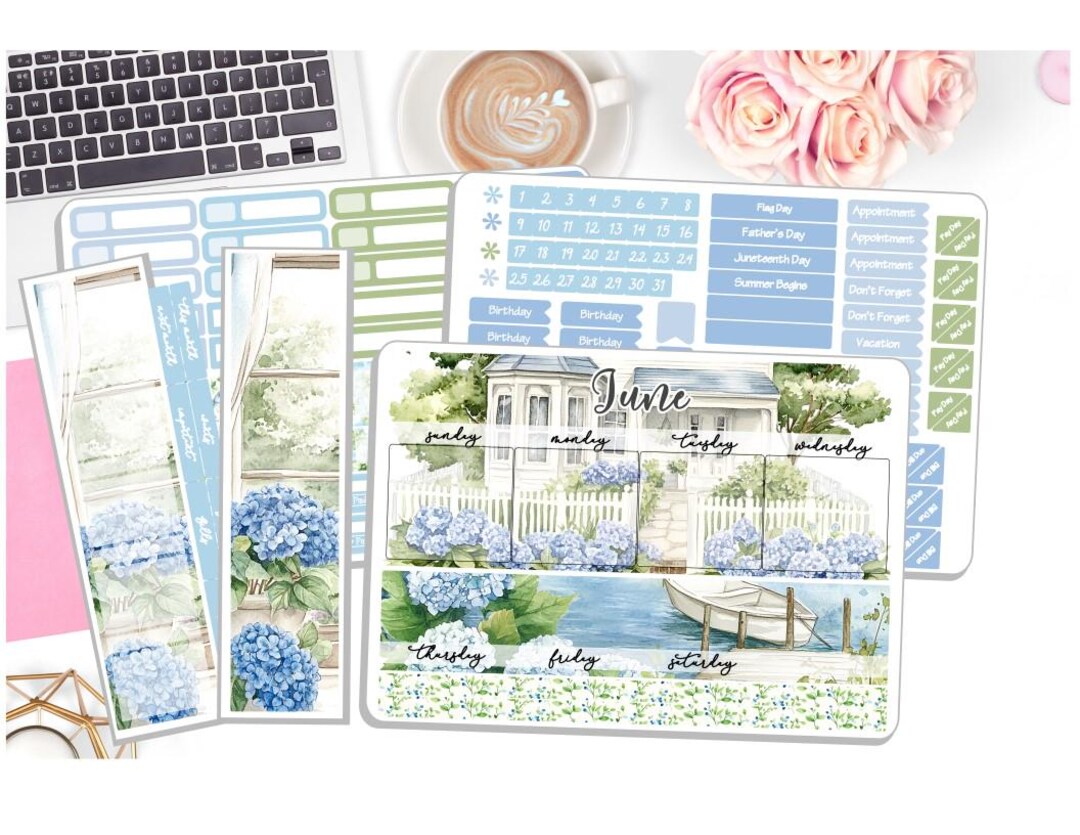 NEW! Monthly June Sticker Kit - Hydrangea - June Monthly Kit ...