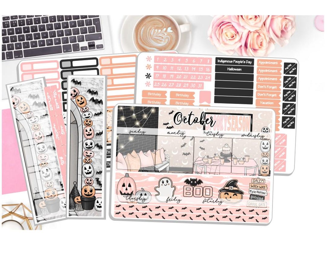 NEW! October Monthly Kit- Spooky Season - October Stickers- Planner ...