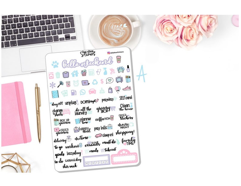 NEW! - Spring Summer Weekly Sticker Kit - Books & Tea - Spring Stickers ...