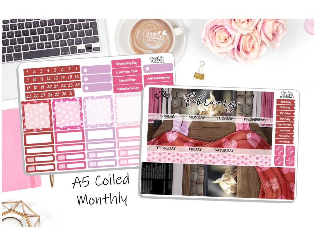 NEW A5 Monthly Coiled February Sticker Kit Cozy Valentine - Etsy
