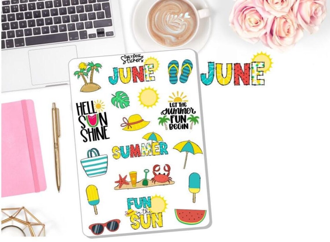 NEW! June Stickers - Journal Stickers - Journaling - Summer - Planner ...