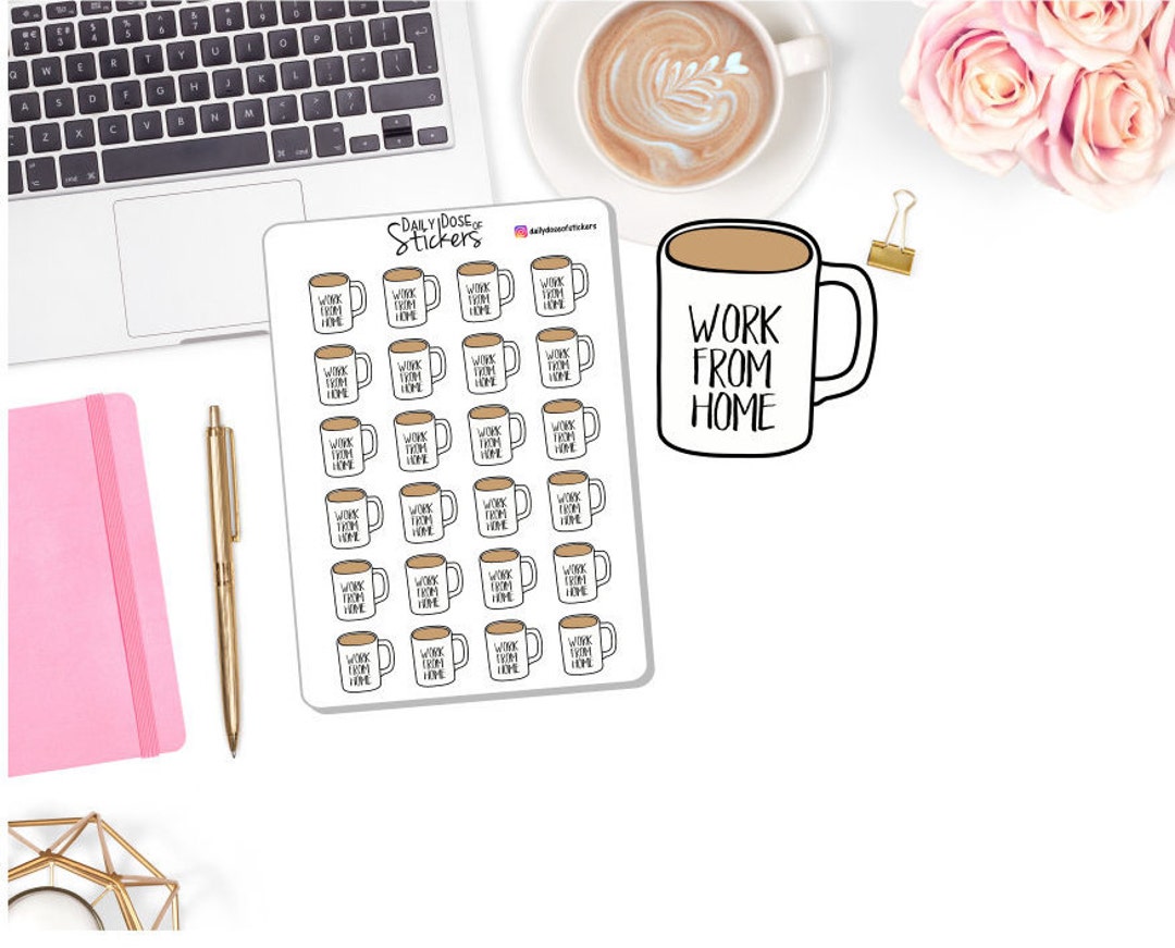 Work From Home Coffee Mug Stickers - Planner Stickers DD-00690 - Etsy