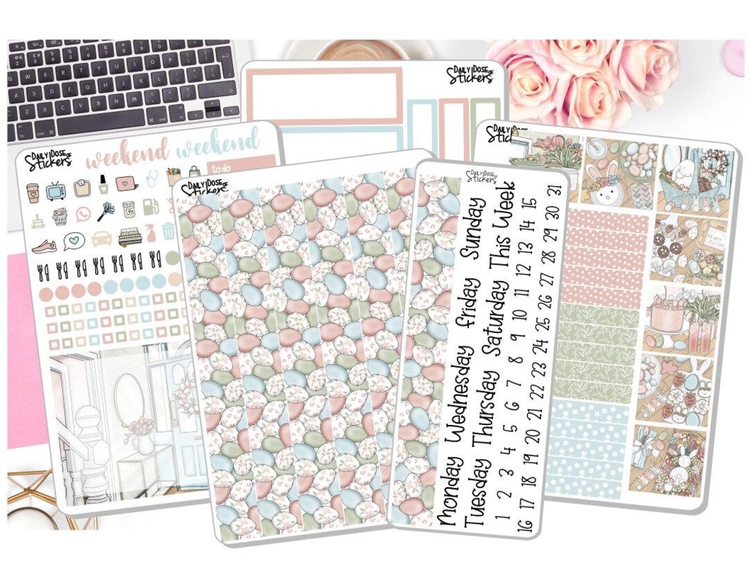 New 7x9 Daily Duo Weekly Kit Hoppy Easter Spring Stickers Planner ...