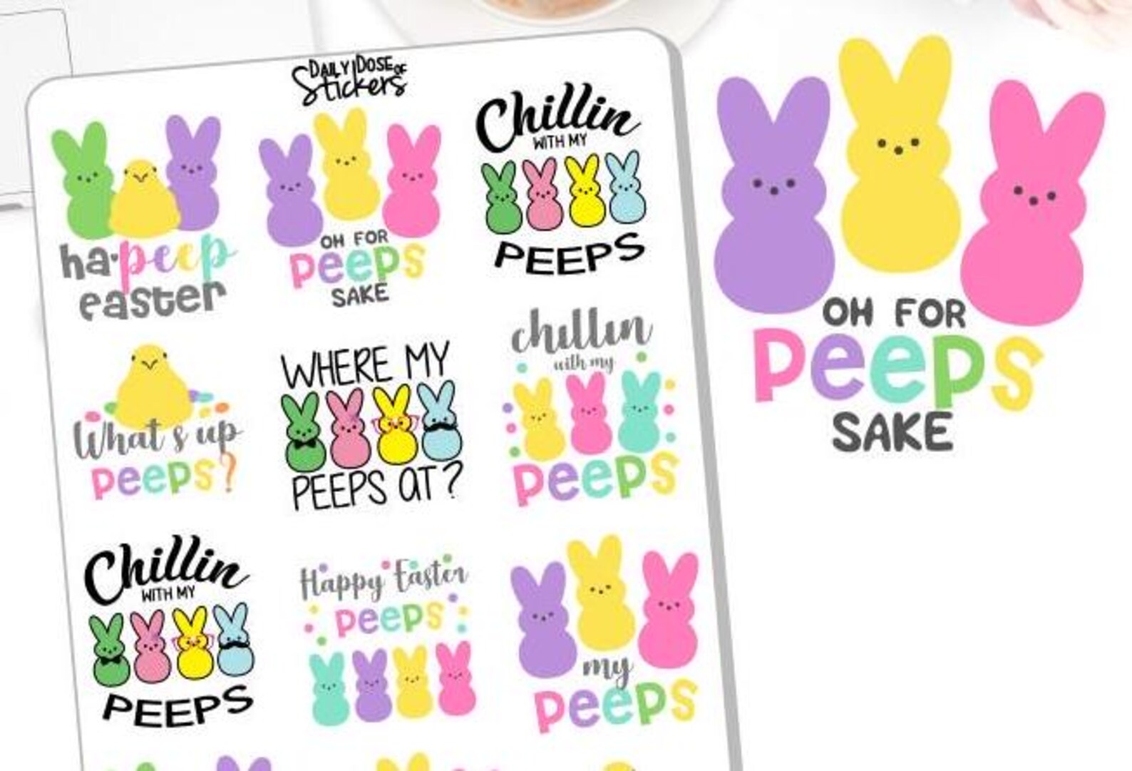 NEW! Easter Peep Stickers - Easter Decor Stickers - Spring - Easter ...