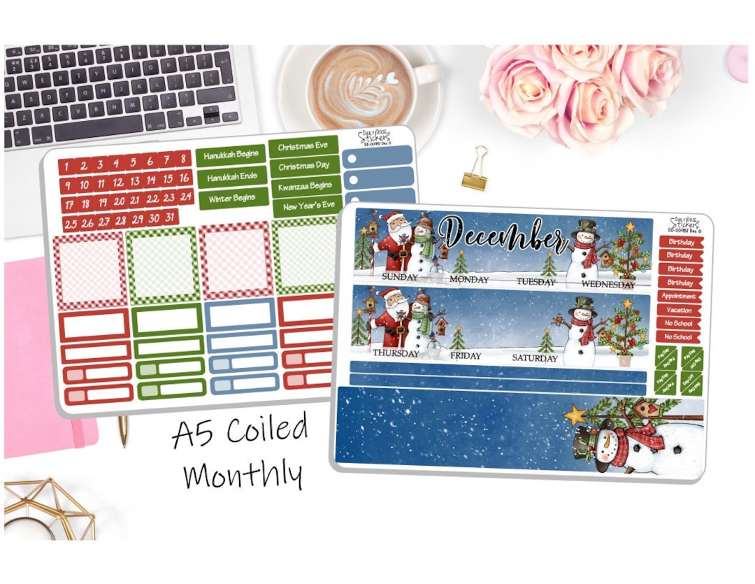 NEW! - A5 Monthly Coiled December Sticker Kit - Christmas Characters ...