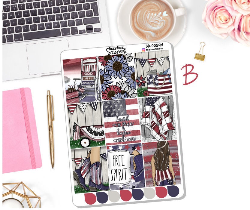 NEW Weekly Sticker Kit Oh My Stars Independence Day | Etsy