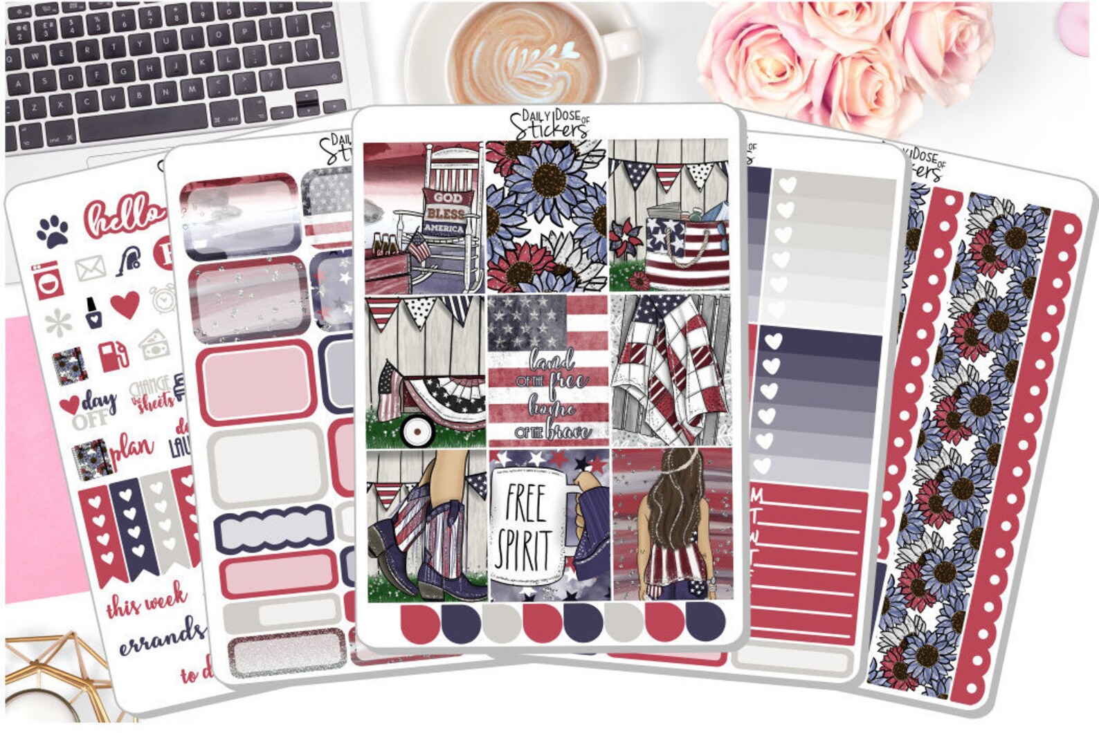 NEW! - Weekly Sticker Kit - Oh My Stars - Independence Day Stickers ...