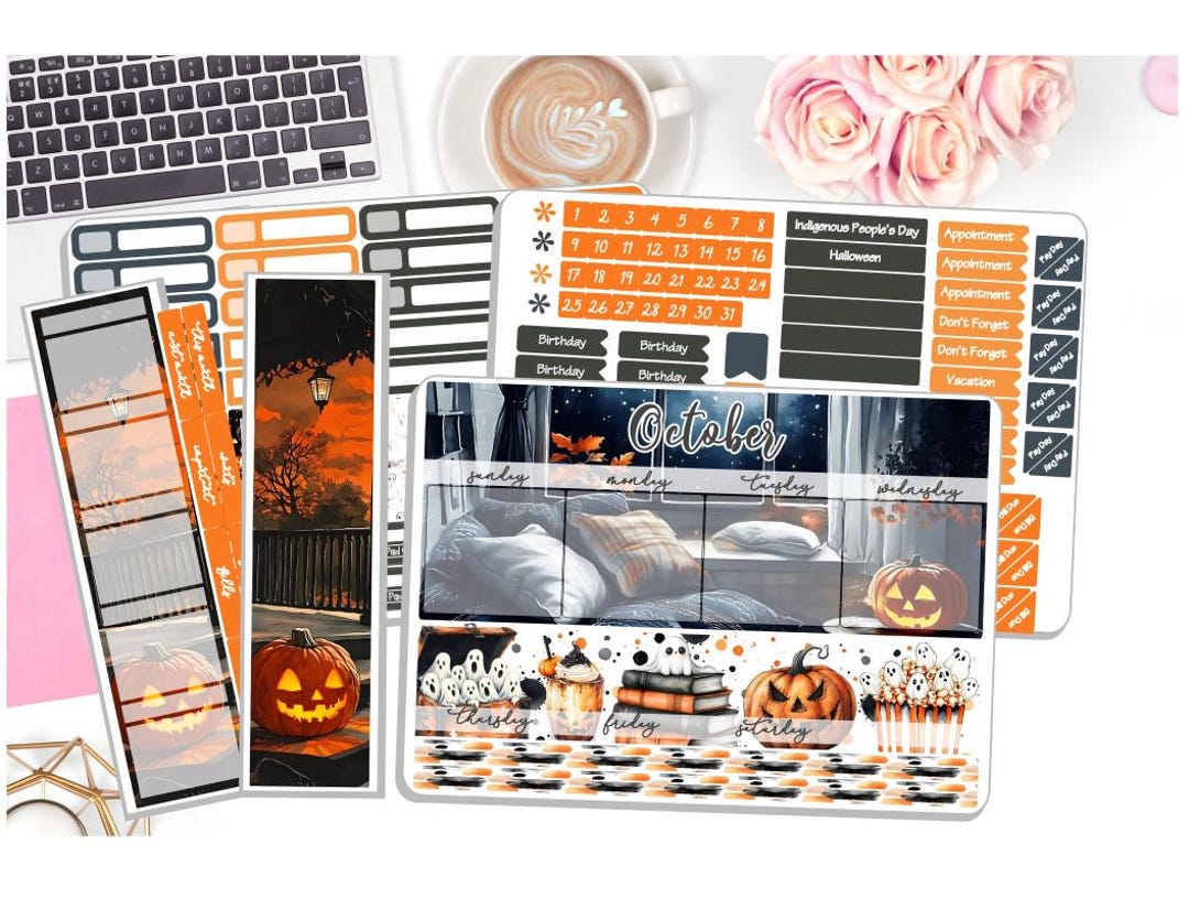 NEW! Monthly October Sticker Kit - Cozy and Spooky - Monthly Kit ...