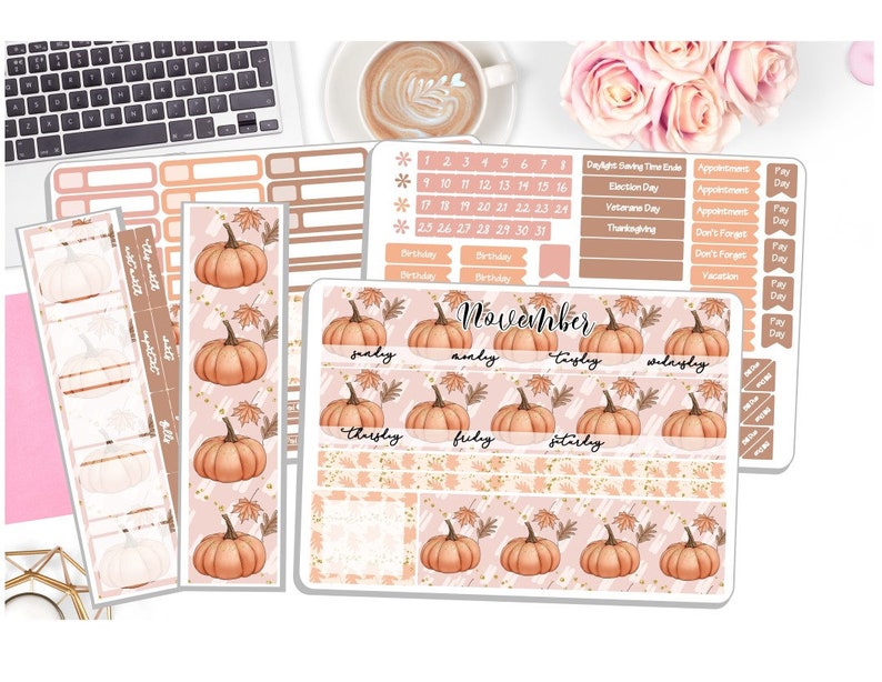 Monthly November Sticker Kit - Pumpkin - November Monthly Kit - Planner ...