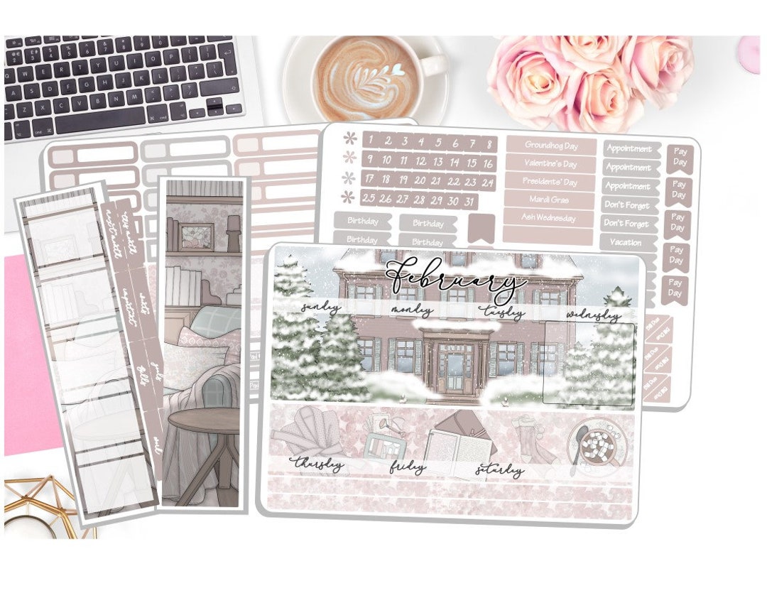 NEW! - Monthly February Sticker Kit - Cozy Winter - Monthly Kit ...