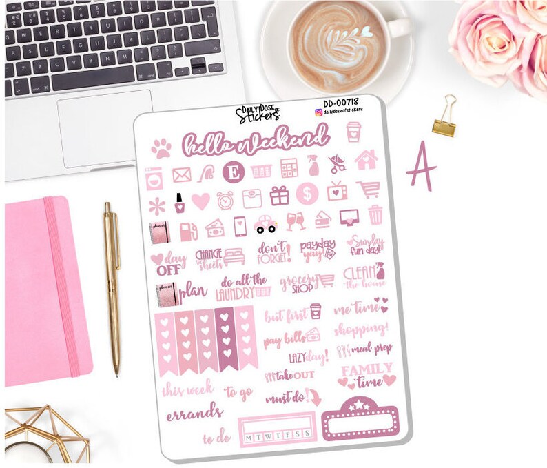 NEW Pretty in Pink Sticker Kit Planner Stickers - Etsy