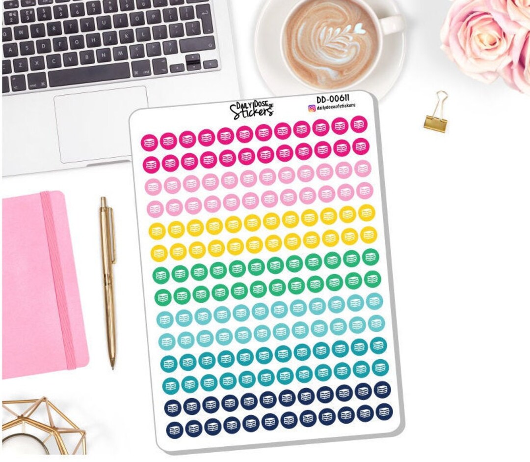 NEW! - Colorful Reading/book Round Icons - Planner Stickers - Emily Ley ...