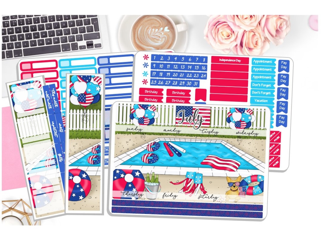 NEW! - Monthly July Sticker Kit - July 4th BBQ - July Monthly Kit ...