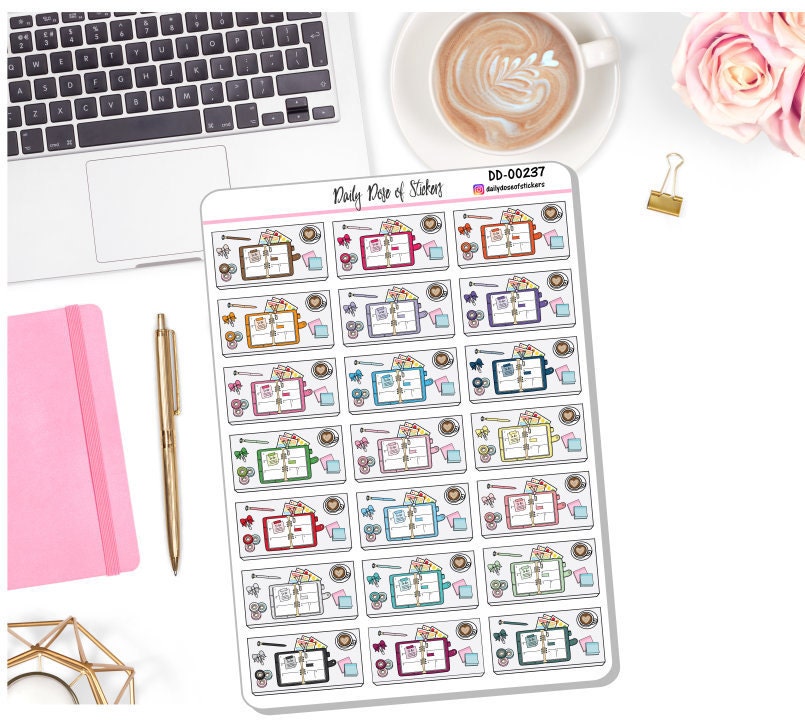 Desk with Planner Flat Lay Stickers Plan Stickers | Etsy