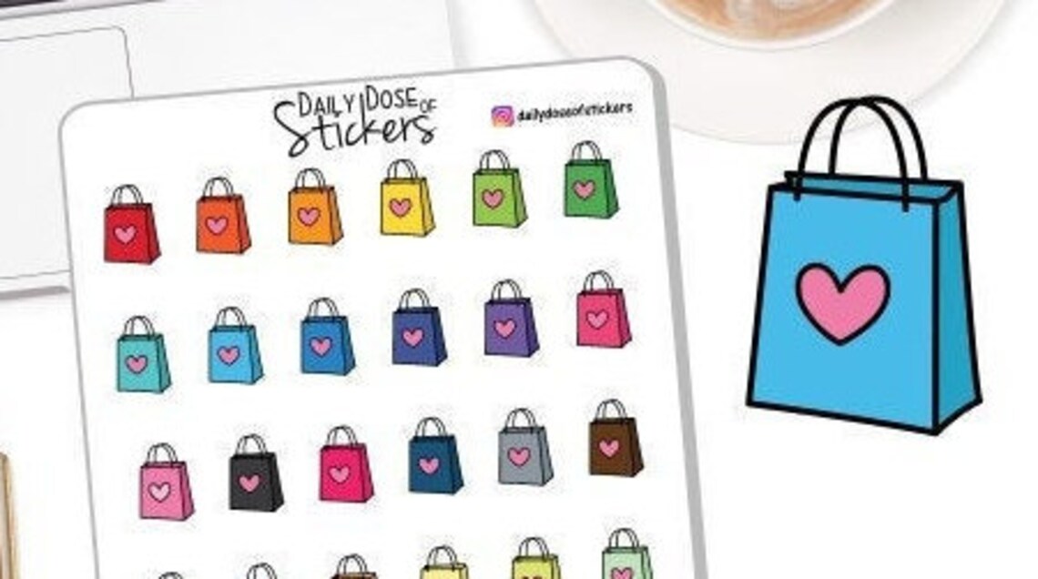 NEW Shopping Bag Icon Stickers Shopping Stickers Planner - Etsy