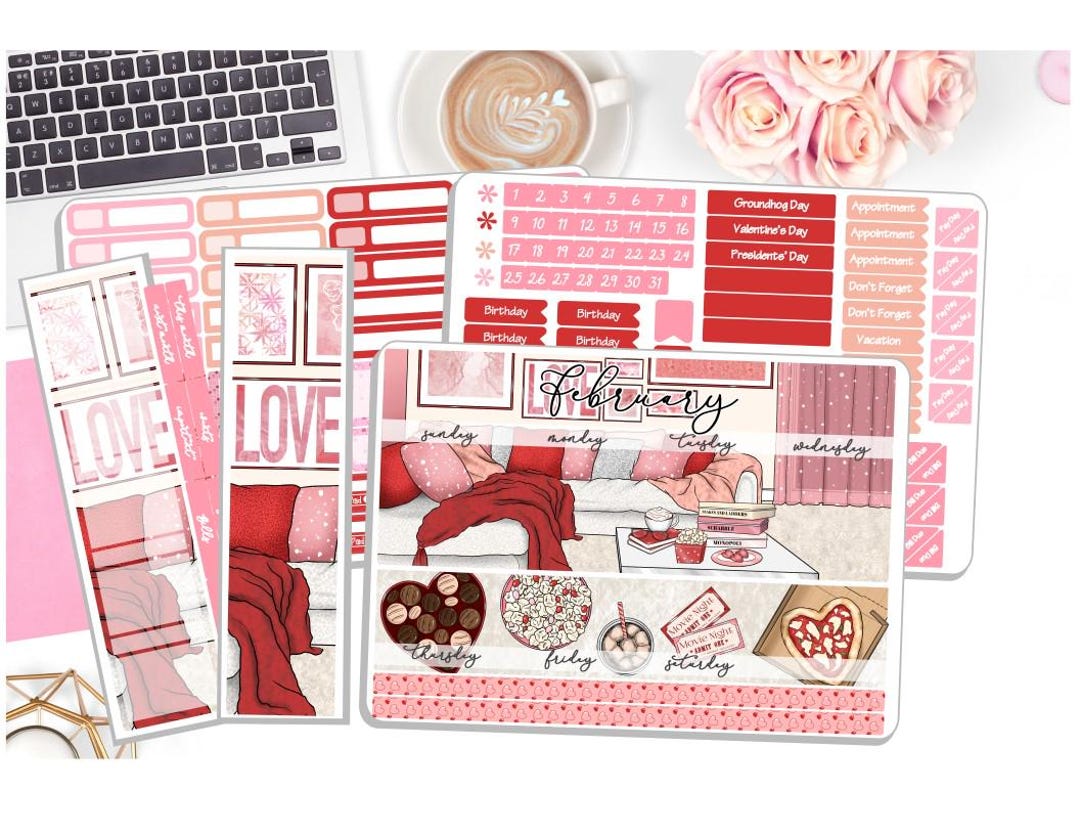 NEW! Monthly February Sticker Kit - Cozy Valentine - Monthly Kit ...