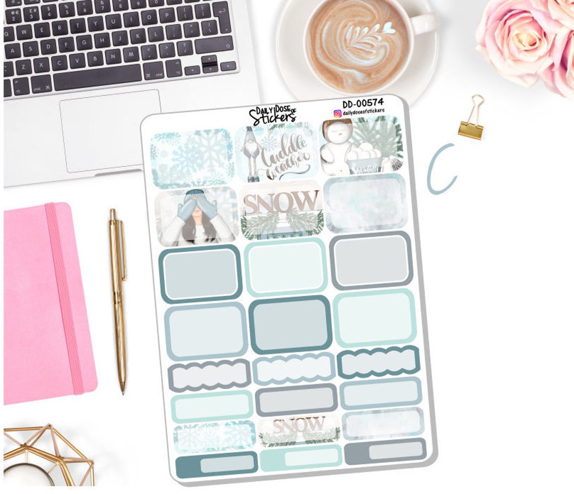 NEW! - Winter Sticker Kit - Let It Snow - Weekly Sticker Kit - Planner ...