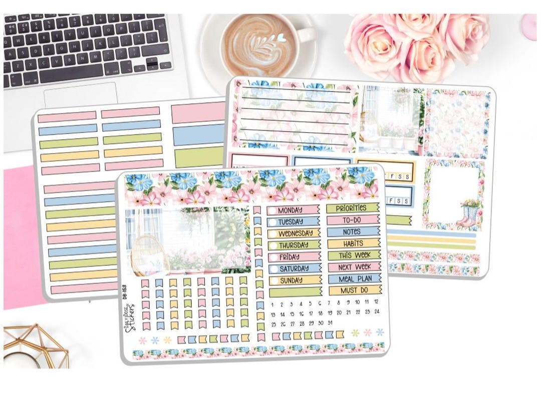 NEW! 7x9 Dashboard Planner - Bloom - Florals - Weekly Sticker Kit ...