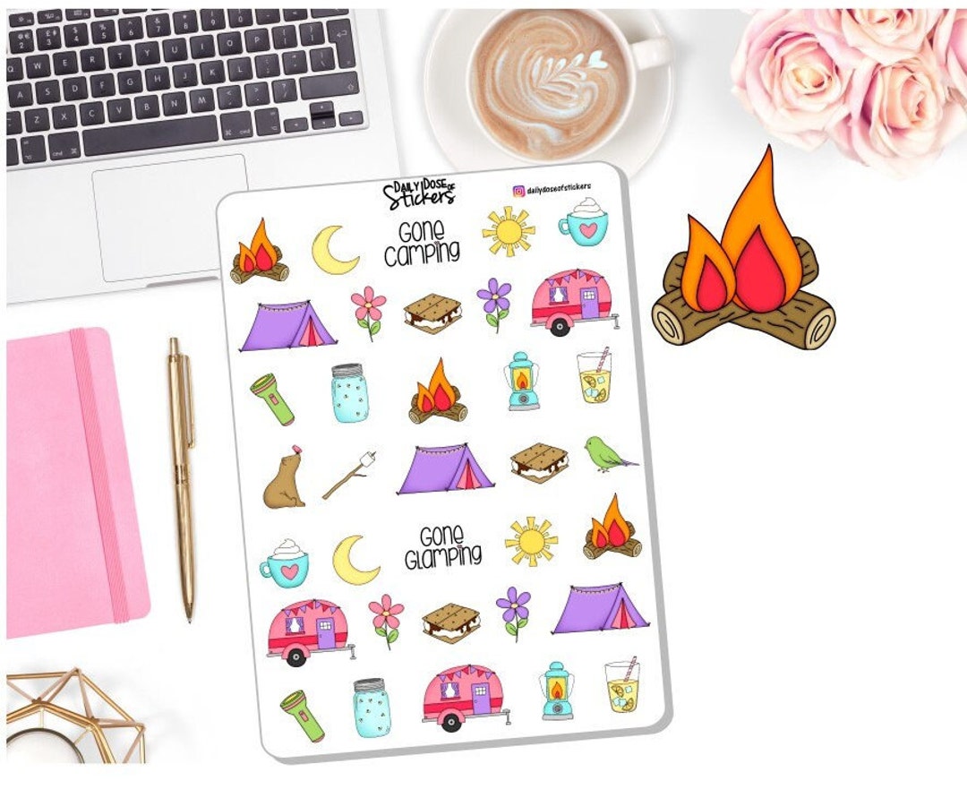 NEW! Camping Sticker Set - Decor Stickers - Glamping Camping Stickers ...