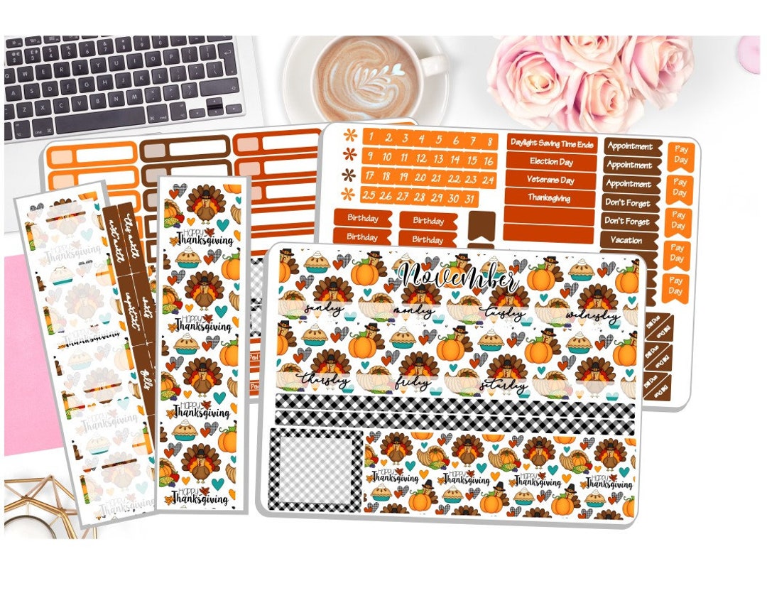 NEW Monthly November Sticker Kit Happy Thanksgiving November Monthly ...