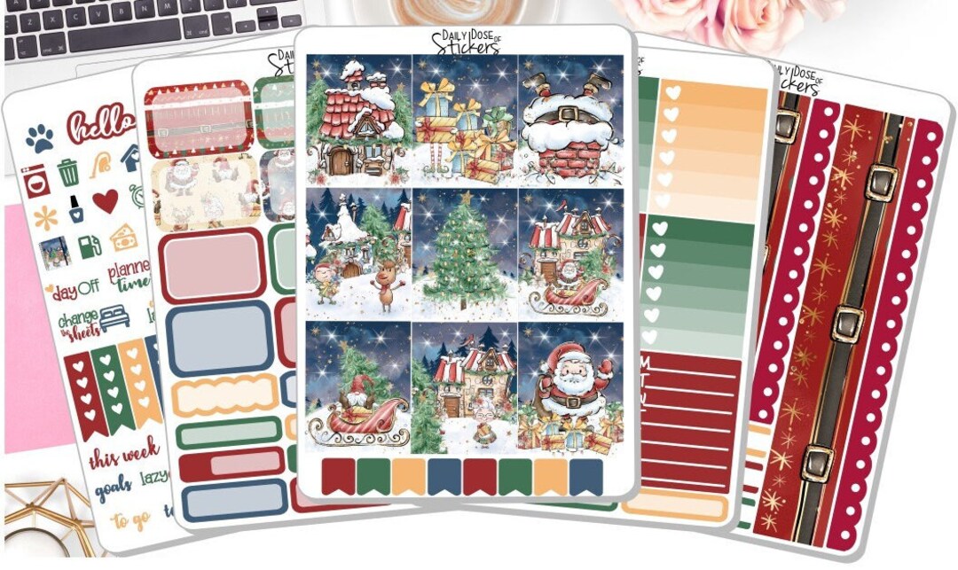 NEW Christmas Weekly Sticker Kit North Pole Santa Claus Weekly Sticker ...