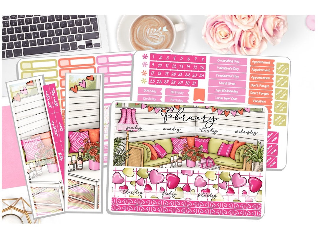 NEW! Monthly February Sticker Kit - XOXO - Monthly Kit - Planner ...