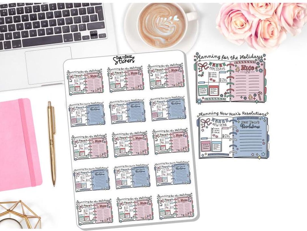NEW Holiday Planner Clipart Sticker Christmas Flat Lay Planner Stickers ...