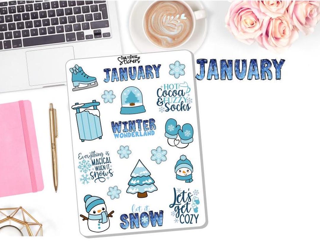 NEW! January Stickers - Journal Stickers - Journaling - Winter - Snow ...