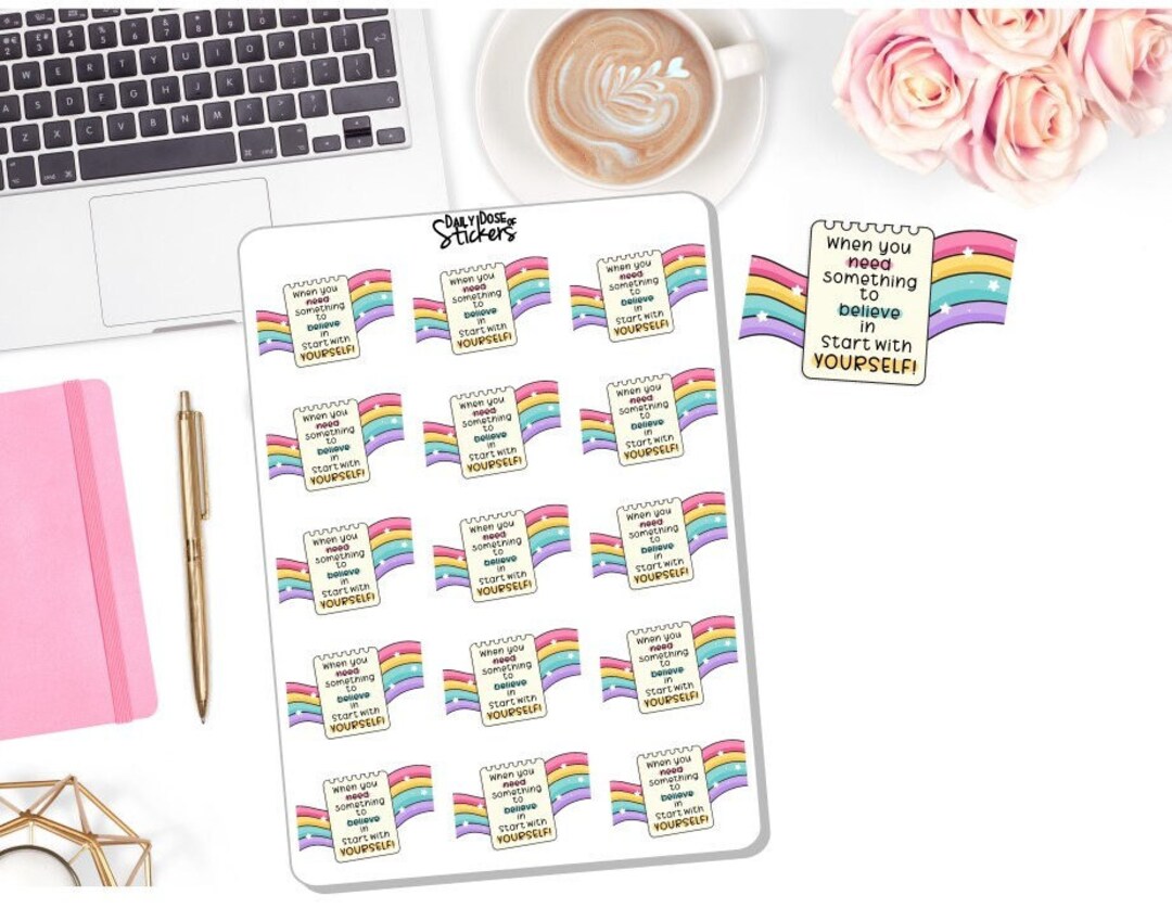 NEW! Stickers - Believe in Yourself - Rainbow - Positive Self Talk ...
