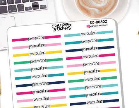 NEW Colorful PM Routine Time Block Stickers Planner | Etsy