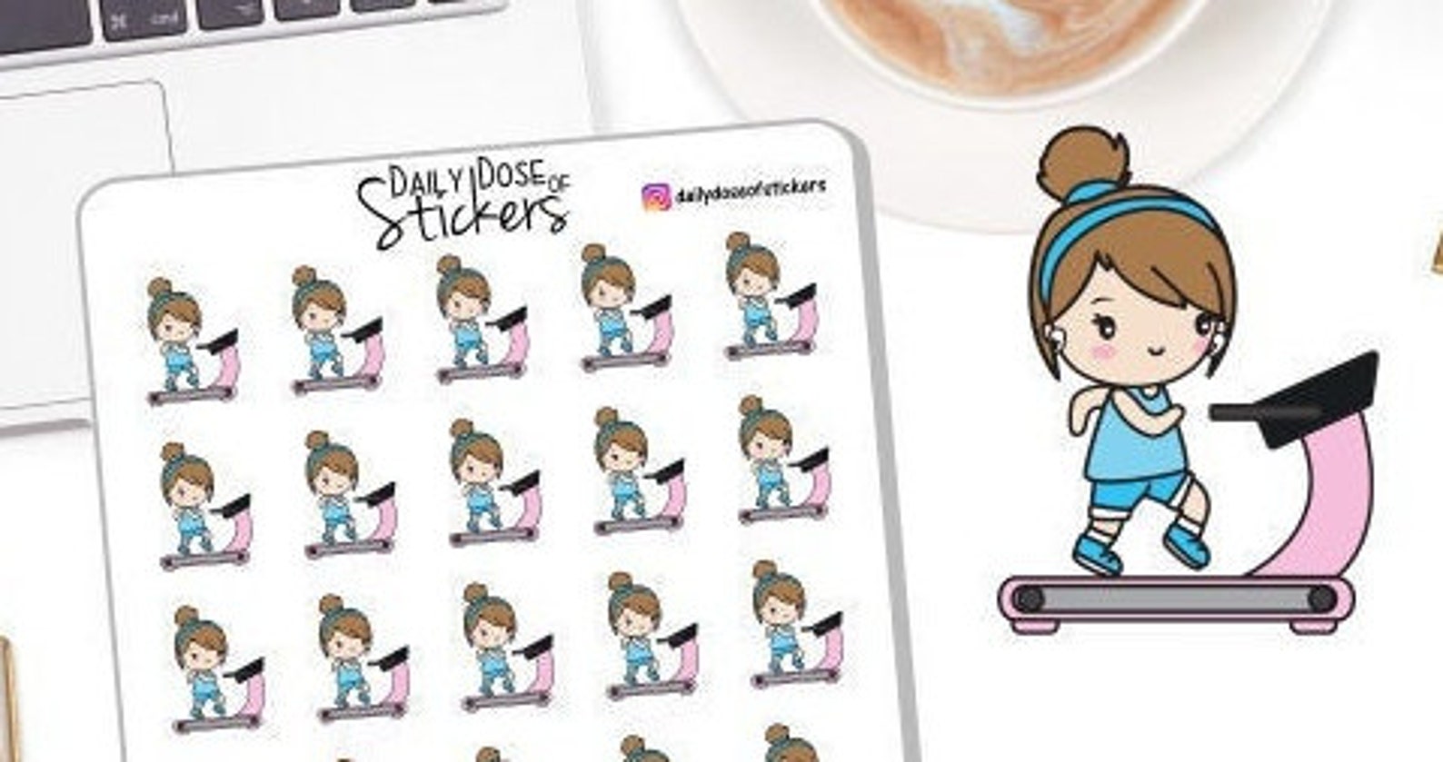 NEW! - Treadmill Workout Character Stickers - Character Stickers ...