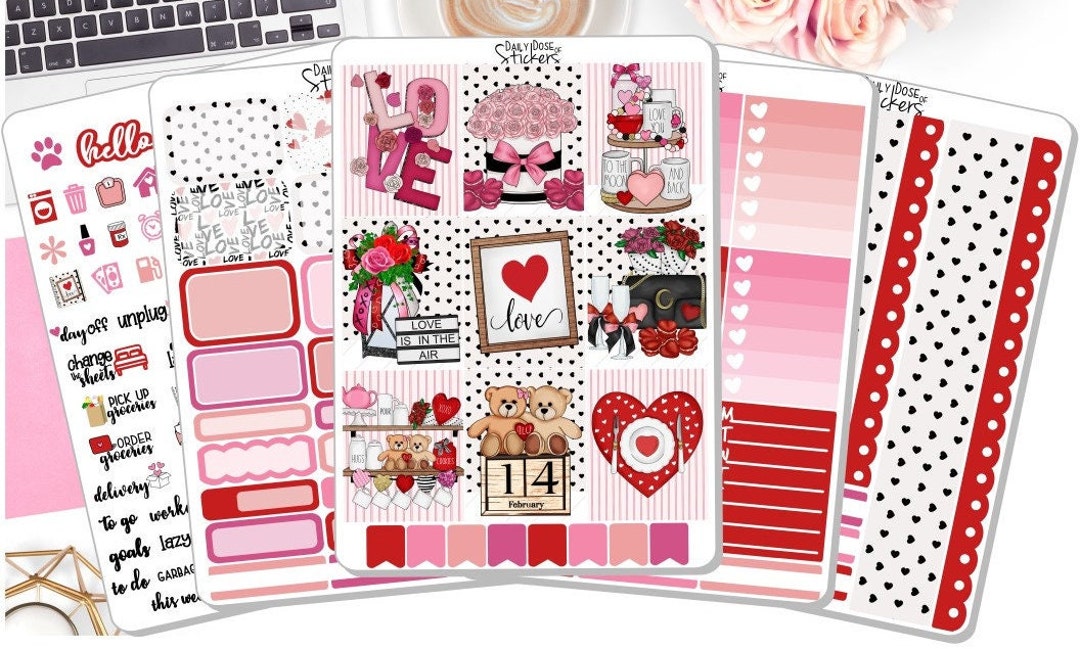 Valentines Day Weekly Sticker Kit - February 14th - Planner Stickers ...