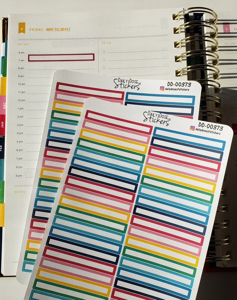 Colorful Single Line Box Outline Planner Stickers Emily - Etsy