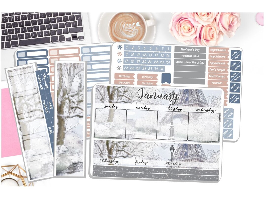 Monthly January Sticker Kit - Winter Kisses - January Monthly Kit ...