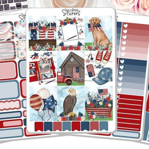 NEW 4th of July Weekly Sticker Kit Independence Day - Etsy