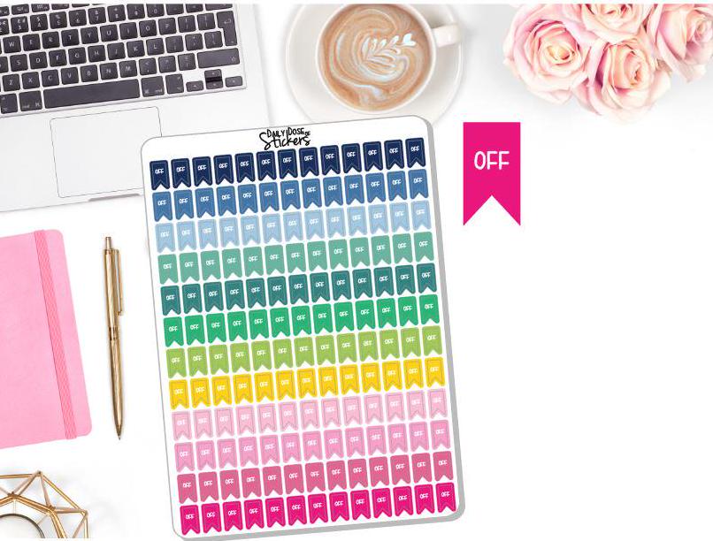 NEW 12 Monthly Color Flag With off Text Stickers - Small Size- Planner ...
