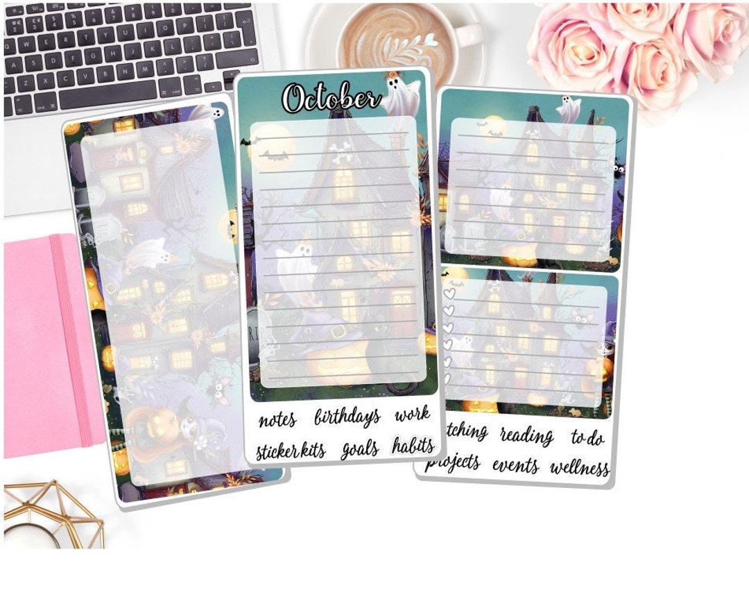 New October Notes Page Sticker Kit Spooky Halloween Monthly Dashboard ...