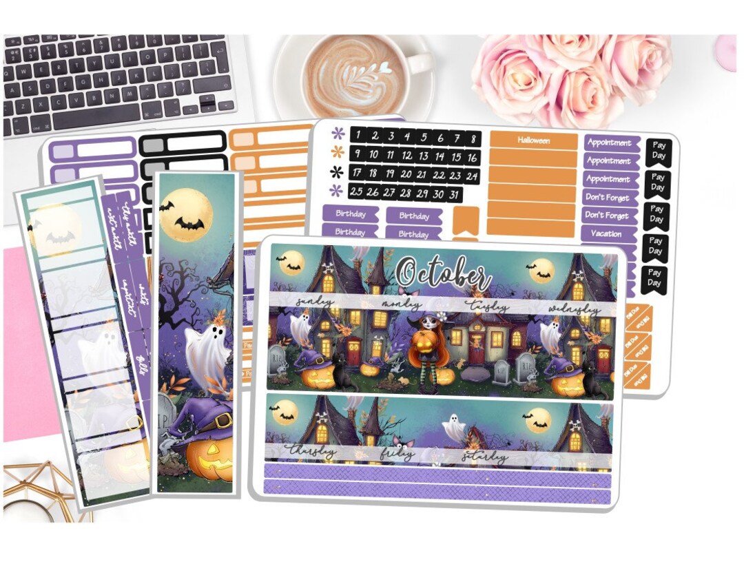 October Monthly Sticker Kit - Spooky Halloween - October Monthly Kit ...