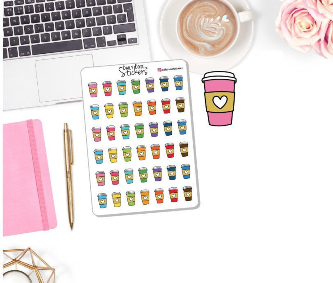 Coffee Cup Icon Stickers - Coffee Cup Stickers - Hot Chocolate - Hot ...