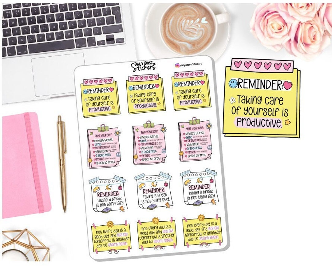 NEW! Daily Affirmation Quote Sticky Note Stickers - Self Care - Self ...