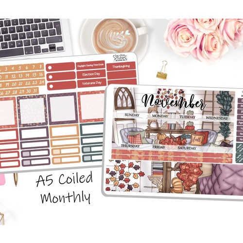 Printable NOVEMBER Monthly Stickers Kit Happy Planner Monthly - Etsy