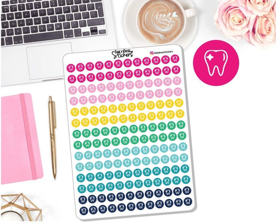 NEW! Dental - Tooth Round Colorful Icons - Planner Stickers - Emily Ley ...