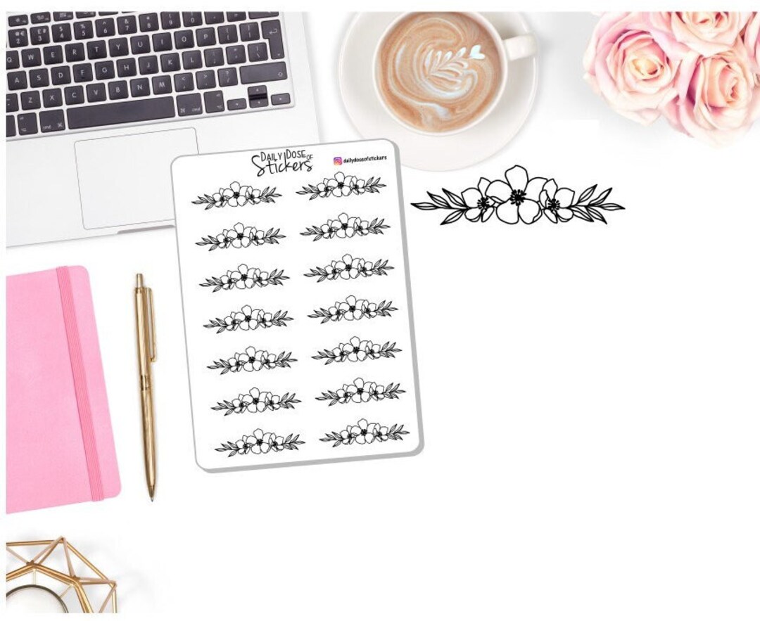 NEW Black & White Floral Border Sticker Spring Decor Stickers Border ...