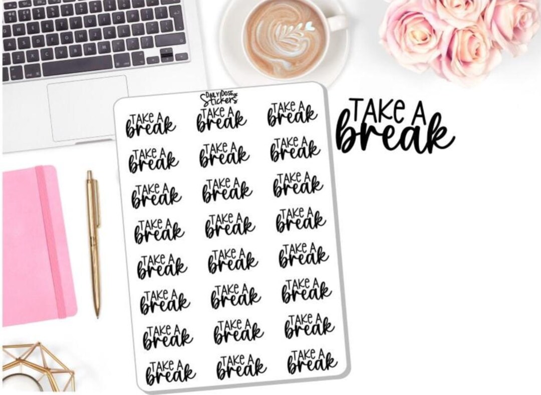 NEW! - Script Stickers - Take a Break - Self Care - Planner Stickers DD ...