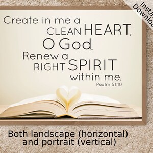 Create in Me a Clean Heart - Psalm 51:10 - Scripture and Hymn Art ...