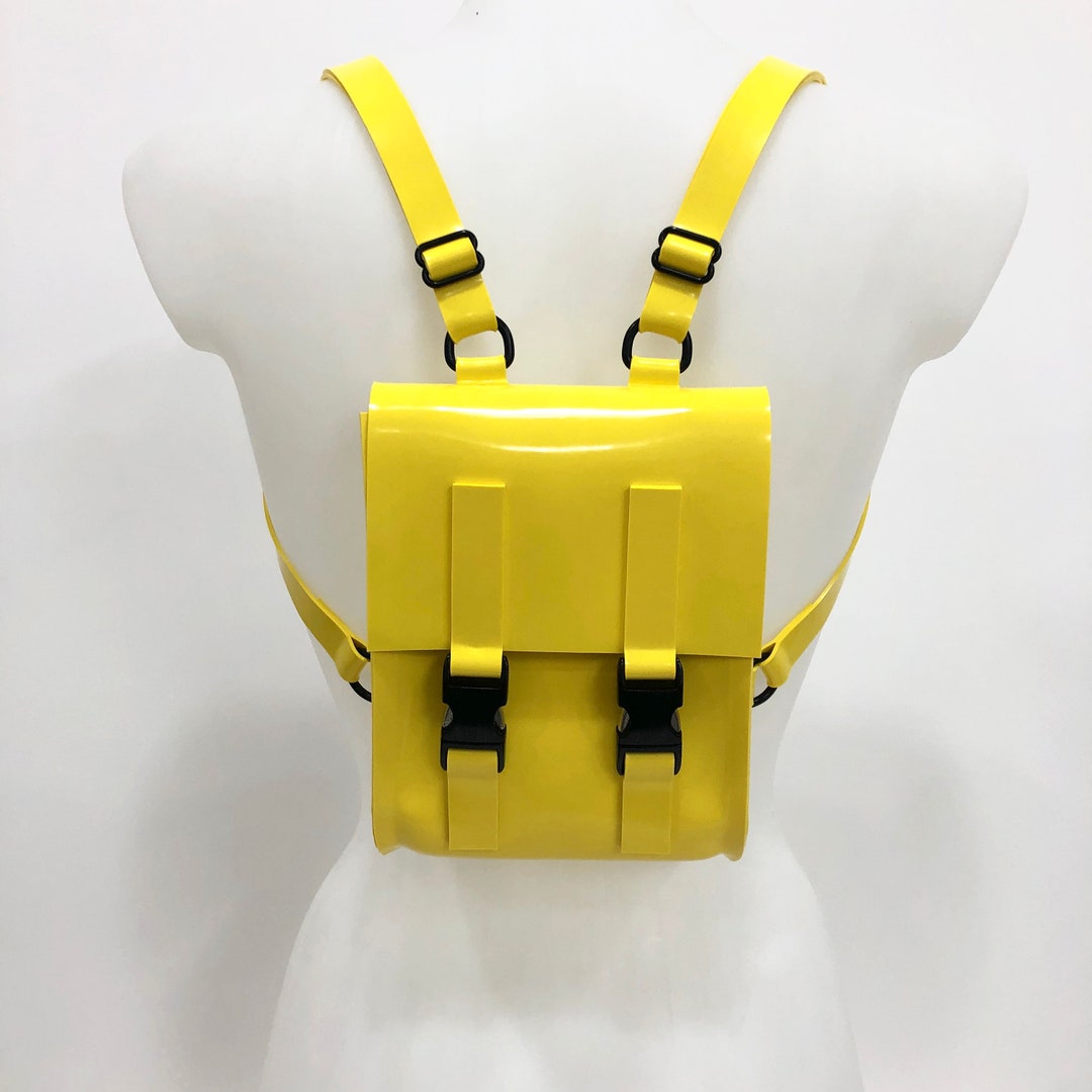 Yellow Buckle Latex Backpack - Etsy
