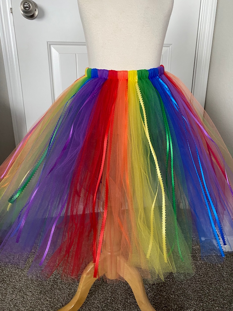 Adult Rainbow Party Adult Solid Rainbow Tutu With Ribbon - Etsy