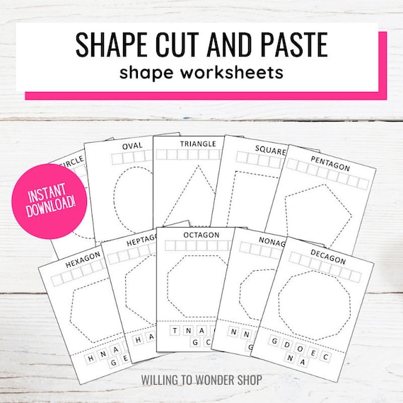 Shape Cut and Paste Learning Activity | Etsy